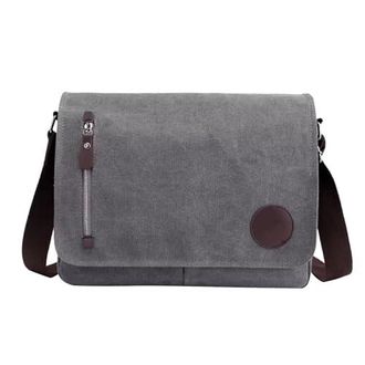 Generic Sac messager en toile pour ordinateur portable pour hommes et femmes pour l&eacute;cole, le travail, les voyages, gris sacs &agrave; bandouli&egrave;re pour femmes noir av
