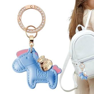 Generic Porte-cl&eacute;s Cheval - 2026 D&eacute;cor Mignon et Auspicieux,Porte-cl&eacute;s en Cuir Chinois avec D&eacute;coration Cheval - Pour Sac Voiture Bureau Voyage Vacances Adulte