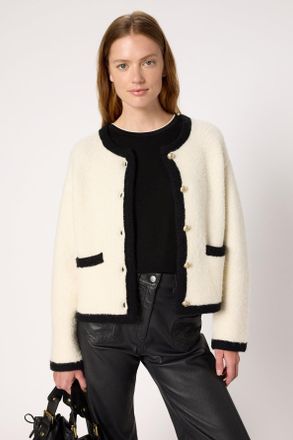 Gerard Darel Gilet en bouclette contrast&eacute;e - EWA - Ecru