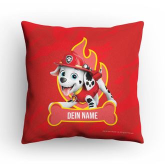 Picanova Personalisierbares Paw Patrol Kinderkissen - Premium Dekokissen mit Namen und langlebigem Druck f&uuml;r Bett und Spielzimmer - Marshall 40x40 cm