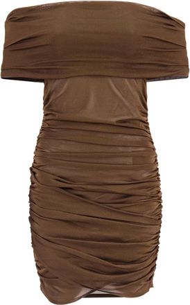 Saint Laurent Schulterfreies Kleid - Braun