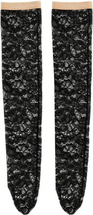 Valentino Garavani Femme, Sous-v&ecirc;tements, Noir, Taille: S/M Chaussettes hautes en dentelle rebrod&eacute;e