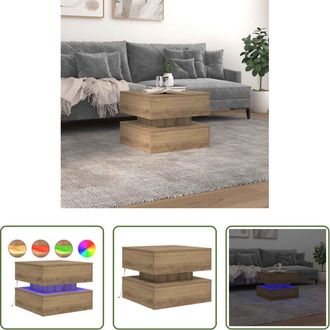 vidaXL vidaXL Wohnzimmerm&ouml;bel - Couchtisch mit LED-Leuchten Artisan-Eiche 50x50x40 cm