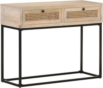 vidaXL Konsolentisch 100x35x76 cm Mango Massivholz und Rohrgeflecht Vidaxl