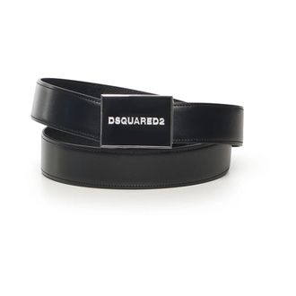 Dsquared2 Schwarzer Kalbslederg&uuml;rtel mit emaillierter Schnalle - - Accessories - Herren - Schwarzk - ONE SIZE