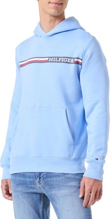 Tommy Hilfiger Herren Hoodie Chest Stripe mit Kapuze, Blau (Vessel Blue), XS