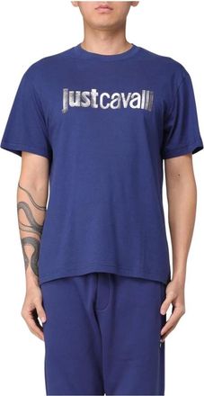 Just Cavalli Homme, Tops, Bleu, Taille: M Short Sleeve Crew Neck TShirt