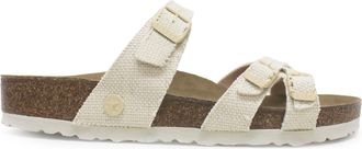 Birkenstock Unisex Franca Rivet Logo Textile Vegan Canvas Eggshell Sandalen 39 EU