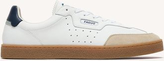 Faguo Baskets en cuir et su&egrave;de blanc et bleu