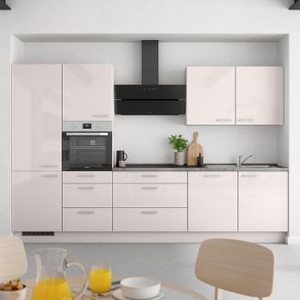 Nobilia home24 Küchenzeile High-Line Kombi D 330cm Ausrichtung links Grau/Hellgrau ohne Elektrogeräte