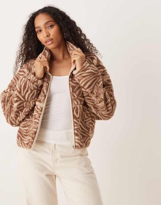 Roxy Blurry Cloud - Polaire zippée décontractée à motif animal floral - Parchemin-Neutre