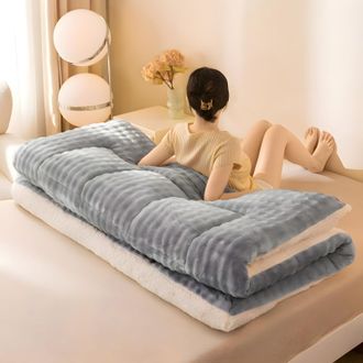 Generic Verbesserte Futon-Matratze, ultradicke, Faltbare Schlafunterlage, doppelte Matratzenauflage aus Milchdaunen, leicht zu waschen, sanft zur Haut, ideal 