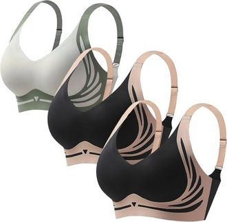Generic Lot de 3 soutiens-gorge de sport sans couture pour femme - Soutien-gorge de sport doux - Réglable et confortable - Soutien-gorge de sommeil sans armat