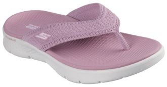 Skechers Zehentrenner SKECHERS GO WALK FLEX SANDAL, Damen, Gr. 37, lila (mauve), Textil, Strukturmuster, unifarben, Schuhe Zehentrenner, Badeschuh, Strandschuh
