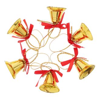 Cabilock 6 Stück Teiliges Weihnachtsglöckchen Anhänger mit Schleifen Goldene Weihnachtsglocken Ornamente für Christbaum Türdeko Festliche Xmas Party Dekoration