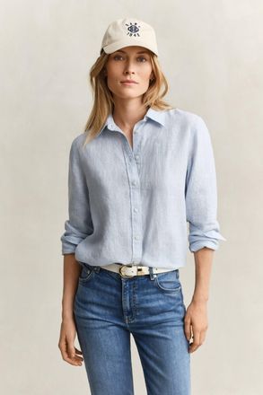 GANT Damen Regular Fit Leinen Bluse (46) LIGHT Blau