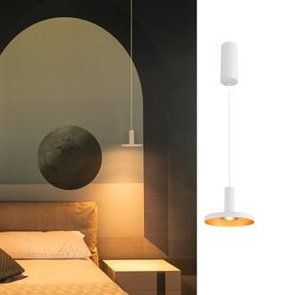 SLV LALU Pendelleuchte PLATE 15 Aufbau Weiß | Hängelampe mit warmweißen LED dimmbar | Hochwertiger Aluminium Lampenschirm Durchmesser 15cm | Ideal für Ess