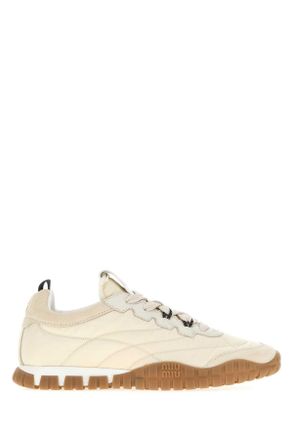 Miu Miu Recycled Nylon and Calf Leather Sneaker - Beige