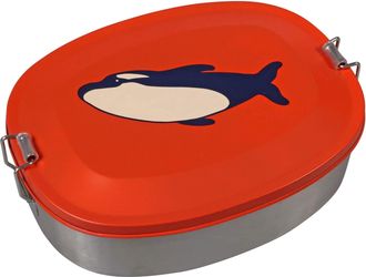 The Zoo Brotdose Edelstahl Ocean mit Wal Motiv in Orange