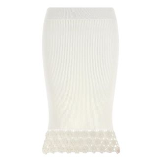 Ganni Baumwoll-H&auml;kel-Strick-Midi-Rock mit Stretch - - Skirts - Damen - Wei&szlig; - XS