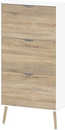 Tvilum Schuhschrank mit drei Schubladen, schwarz-weiß, 70,2 x 138,8 x 23,9 cm