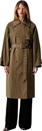 Michael Kors Femme, Manteaux, Vert, Taille: 38 FR Trench-coat oversize en coton et nylon lav&eacute;s
