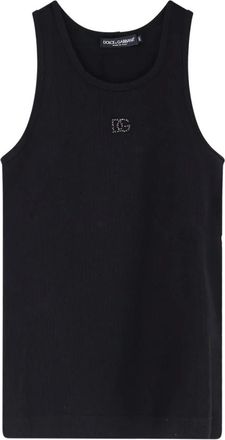 Dolce & Gabbana Femme, Tops, Noir, Taille: 38 FR D&eacute;bardeur c&ocirc;tel&eacute; avec broderie DG et strass