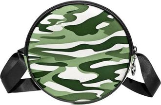 Generic Sac &agrave; bandouli&egrave;re Circle pour femme, petit sac &agrave; bandouli&egrave;re camouflage avec fermeture &eacute;clair, bretelles r&eacute;glables, sac &agrave; main rond d&eacute;contract&eacute; pour f