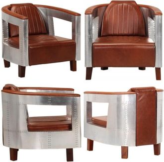 vidaXL vidaXL Fauteuil en style daviation marron cuir véritable