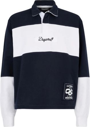 Dsquared2 Homme, Tops, Bleu, Taille: M Logo Patch Stripe Polo
