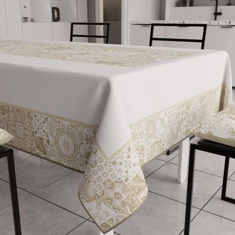 Petti Artigiani Italiani Tischdecke, schmutzabweisend, rechteckig, für Küchen, geometrisches Design, Vietri Taupe, X6-Sitzer (140 x 180 cm), 100% Made in Italy