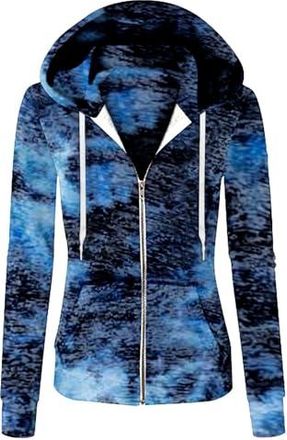 Generic Manteau en polaire pour femme - Veste pelucheuse avec poche ample - Manches longues - Style décontracté - Fermeture éclair - Imprimé tendance - Pour l