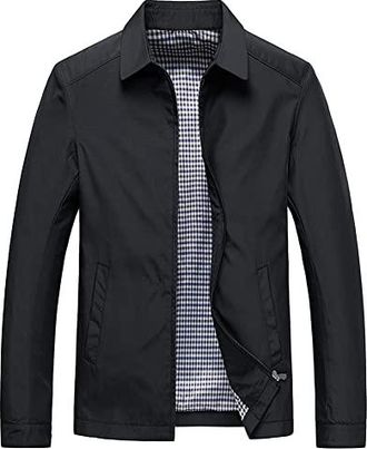 Missmao Veste de Sport Homme Blouson Casual Léger Veste Aviateur Couleur Unie Jacket Classique Blouson Printemps Automne Noir XL