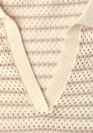 Street One Strickpullover polo sweater stripes, soft beige