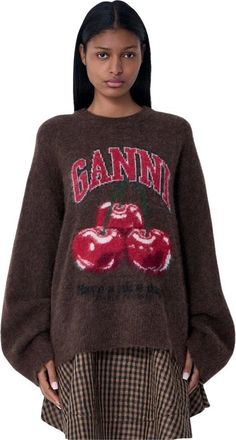 Ganni Femme, Pulls, Brun, Taille: 40 FR Pull en maille bross&eacute;e