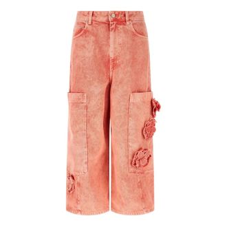 Ganni Crop Cargo Wide Jeans - - Jeans - Damen - Rosa - W25 L33