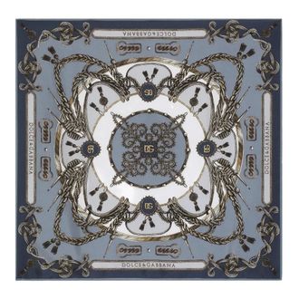Dolce & Gabbana Femme, Accessoires, Bleu, Taille: ONE Size Foulard en soie avec imprim&eacute; griff&eacute;