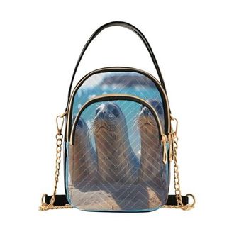 Mnsruu Ocean Cute Seal Sac &agrave; bandouli&egrave;re Petit sac &agrave; main en cuir pour femme
