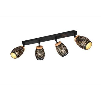 Trio Leuchten Plafonnier de salon, lampe de couloir, m&eacute;tal noir-dor&eacute;, E14, 4 ampoules, L 74 cm