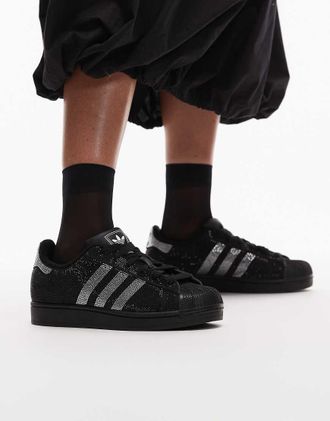 adidas Originals Superstar II - Baskets orn&eacute;es de strass - Noir