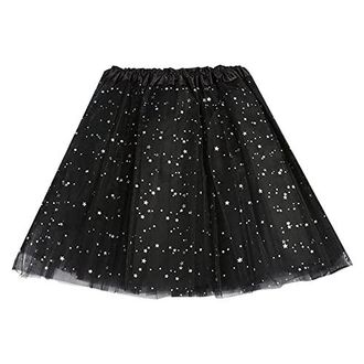 Generic Jupe Paillette Femme Short Sequin Jupe Tutu avec Paillettes Trois &Eacute;toiles pour Danse Adultes, Jupe Mesh pour Performance