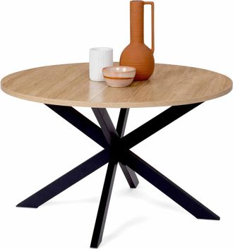 IDMarket Couchtisch, rund, Alix, Spidenfuß, 70 cm, Holz und Schwarz