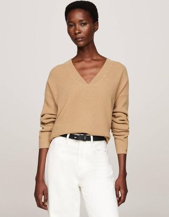 Tommy Hilfiger Damen Strickpullover aus Wolle mit Kaschmir Relaxed Fit