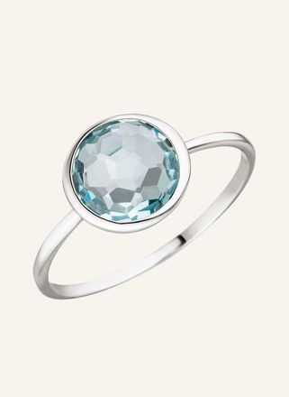 Leaf Ring Blue Topaz Aus 14 Karat Wei&szlig;gold silber