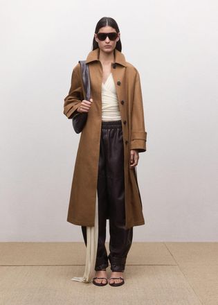 Mango Top en laine &agrave; col en V avec d&eacute;tail de naud &eacute;cru - Femme - S - MANGO