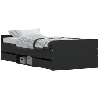 vidaXL Bettgestell mit Kopf- und Fußteil Schwarz 90x200 cm Vidaxl