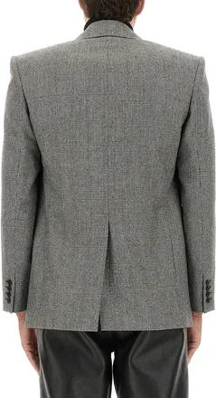 Saint Laurent Single-Breasted Wool Flannel Jacket - Gray
