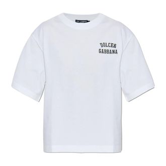 Dolce & Gabbana Femme, Tops, Blanc, Taille: 38 FR T-shirt avec logo