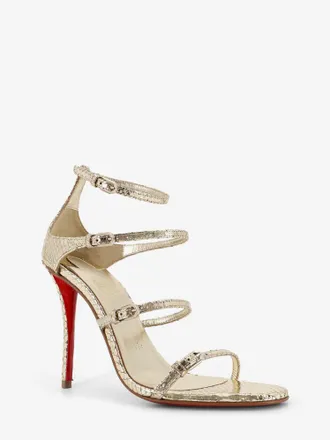 Christian Louboutin Womens Sandals Millenium 100 Python Leather Gold