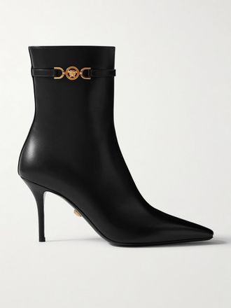 Versace Ankle Boots Aus Leder Mit Verzierungen - Schwarz
